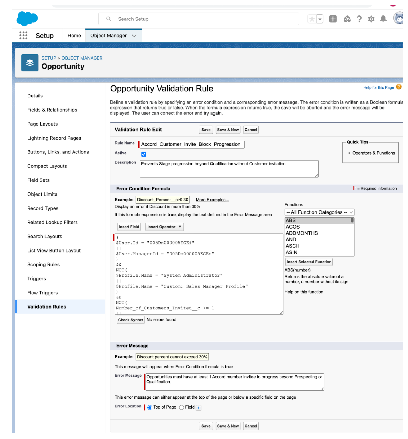 Stage Progression Validation (Salesforce)